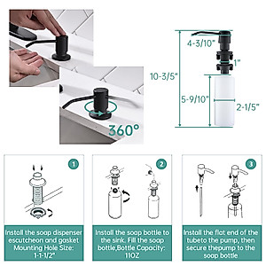 Matte Black Kitchen Faucet with Pull Down Sprayer and Soap Dispenser, DAYONE Single Handle High Arc Stainless Steel Kitchen Faucet Tap, with Escutcheon & 3 Functions, DAY-APS257MB