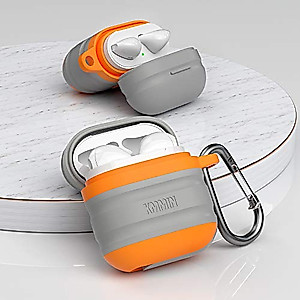 AirPods Case, KMMIN Waterproof AirPods Case Cover for Apple AirPods 1&2 Wireless Charging Case Premium Silicone Protective Case Skin Airpods Accesssories, LED Light Visible