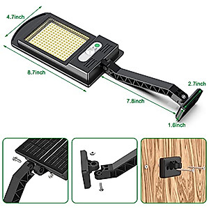 Engrepo Solar Lights Outdoor, 1000LM 168 LEDs Solar Powered Motion Sensor Light, Security Waterproof Solar Flood Light for Deck, Fence, Patio, Front Door, Gutter, Yard, Shed, Path, Garden. 2 Pack