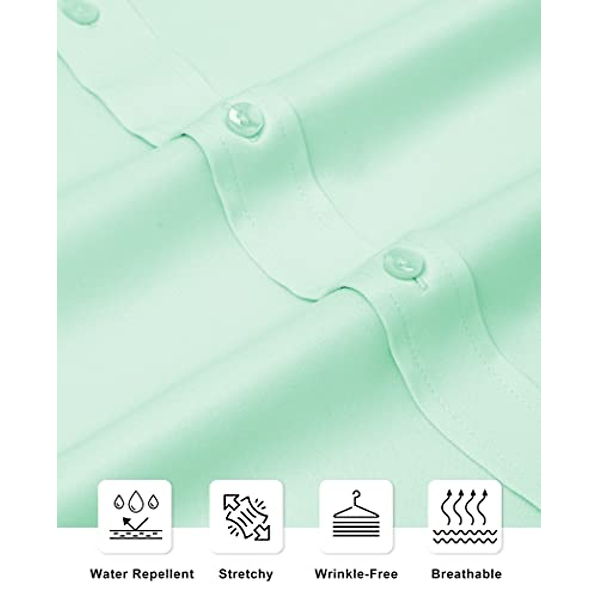 Alimens & Gentle Men's Dress Shirts Slim Fit Button Down Shirts Long Sleeve Stretch Wrinkle-Free Shirt Stain Sheild Grass Green