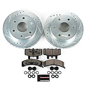 Power Stop K1970-36 Front Z36 Truck & Tow Brake Kit, Carbon Fiber Ceramic Brake Pads with Drilled and Slotted Brake Rotors For Chevy K1500 2500 Tahoe Yukon 4WD 4X4 6Lug