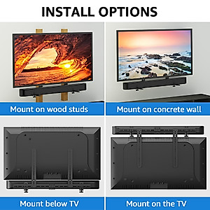 MOUNTUP Universal Soundbar Mount Sound bar Bracket for Mounting Above or Under TV,Low Profile Adjustable Shelf with 6.5" Fits Most Soundbar with Holes/Without Holes up to 15LBS for Saving Space MU9121
