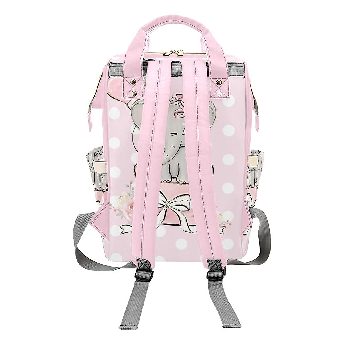XOZOTY Personalized Elephant Diaper Bag Backpack with Name Custom Nursing Baby Bags Shoulders Travel Bag Daypack