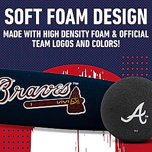 Franklin Sports Atlanta Braves Foam Bat & Ball Set - 21" Soft Jumbo Team Baseball Bat and Ball Team Logo - MLB Official Licensed Product