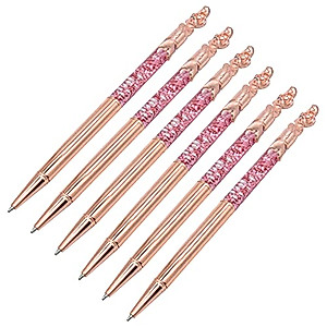 SIPLIV 6 Pieces Metal Ballpoint Pens with Black Ink, Glitter Mermaid Metallic Ballpoint Pens for Wedding Party Decoration Office School Supplies, Rose Gold