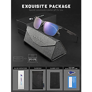ANYLUV Blue Light Blocking Glasses for Men Premium Carbon Fiber Temples Mens Computer Gaming Glasses Rectangle Style UV400