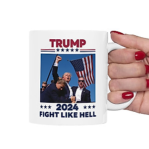 Trump Shot Mug Merchandise White Elephant Gifts Coffee Mug 2024 Assassination Shooting Ear Fight Fist (Shot Mug Blue)