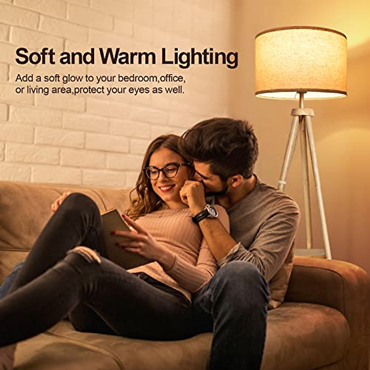 OUTON Wood Tripod Floor Lamp with Shelves, Mid Century Floor Lamp with Remote Control,4 Color Temperature, LED Modern Dimmable Standing Lamp with Beige Linen Shade for Living Room, Bedroom, Office