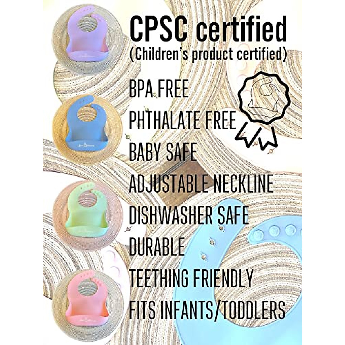 Jean Frances | Silicone Baby Bibs Set Of 2, BPA Free Waterproof Soft Durable Adjustable Silicone Bibs for Infants & Toddlers (Pink/Purple)