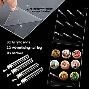 4 Pack Acrylic Donut Stand Clear Donut Board Donut Stand Holder Square Donut Display Wall Stand Clear Donut Stand with 9 Pillars for Party Wedding Birthday Decorations