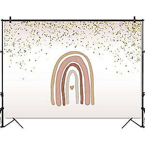 Mocsicka Boho Rainbow Photography Backdrop Modern Rainbow Birthday Background Rainbow Girls Birthday Party Cake Table Decoration Photo Booth Props (7x5ft)