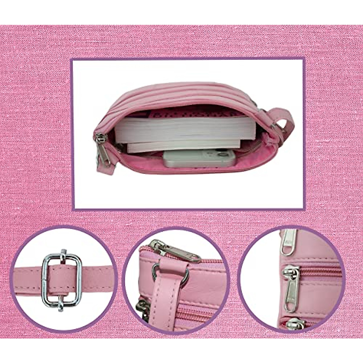 INGEAR Genuine Cow Hide Leather Crossbody Bags for Women Clutch Purses for Women Satchel Bags for Womens Crossbody Purse (Rose Gold)