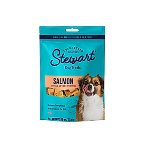 Stewart Freeze Dried Dog Treats, Wild Salmon, 2.75 oz Grain Free & Gluten Free, Resealable Pouch, Single Ingredient, Training Treat in Beef Liver, Salmon, Chicken Liver & Chicken Breast 4, 14, 21 oz
