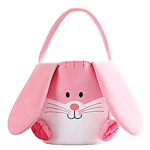 Large Easter Basket for Kids, Giant Easter Basket for Girls Easter Egg Basket Easter Bucket Cute Easter Basket Large Bunny Easter Basket, Pink Easter Basket with Handle, Big Easter Basket Bag