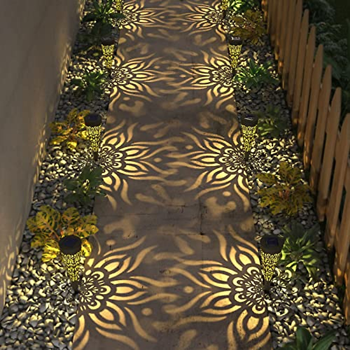 EKQ 6 Pack Solar Lights Outdoor Decorative Solar Garden Lights Waterproof with Warm Light Solar Pathway Lights for Patio Path Backyard Walkway Yard Garden Decor