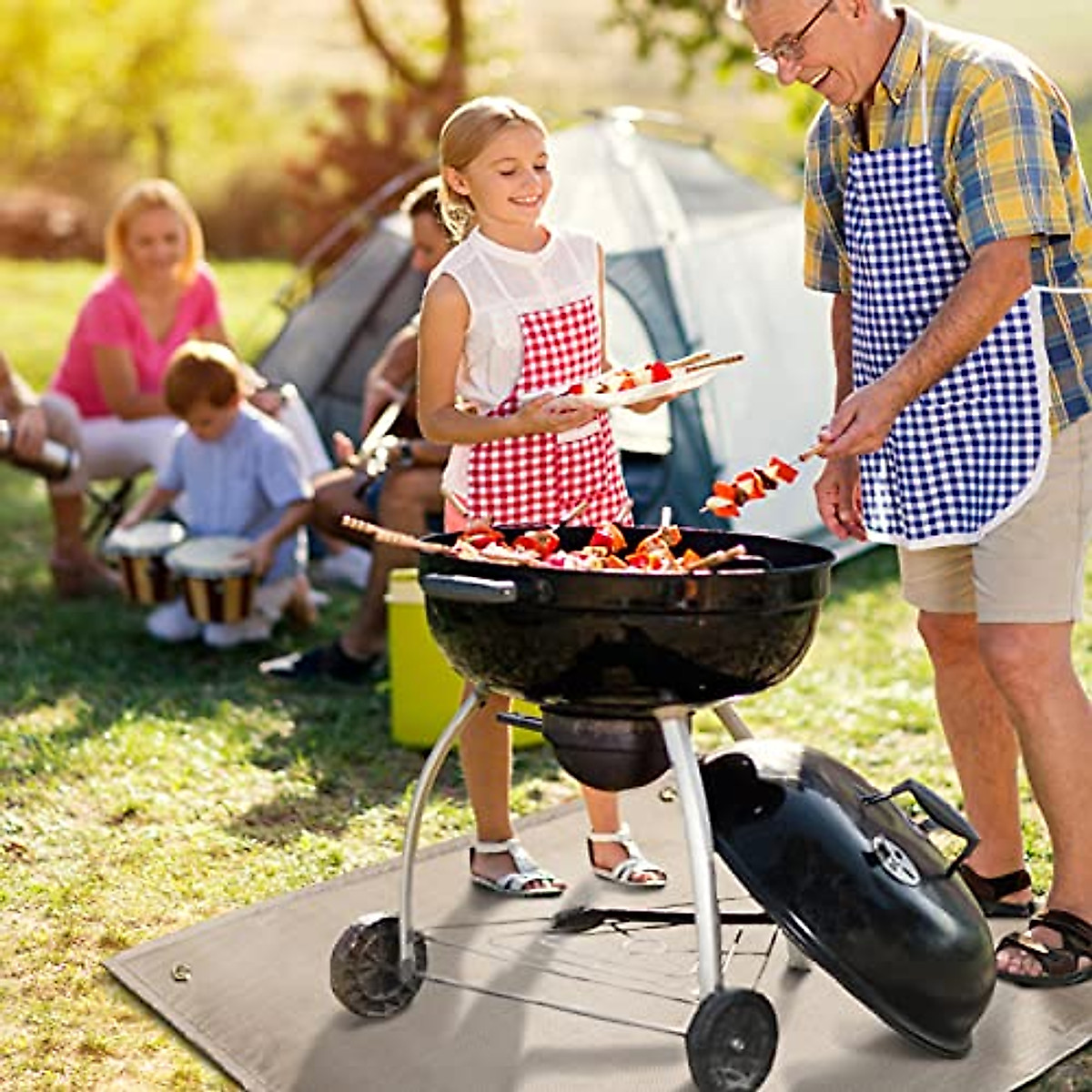 Fire Pit Mat - 39 * 39in Fireproof Blanket for Under Fire Pit, Compatible with Solo Stove, Heat Resistant Rug for Outside Indoor Wooden Deck Grass Lawn Protection - Camel