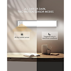 VEICROD Under Cabinet Lights,Day/Dark Motion Sensor Lights Indoor,3 Color Temperatures,80 LED,Wireless Rechargeable Under Cabinet Lighting,Lights for Kitchen,Cupboard,Closet(9.4inch-1500mAh)