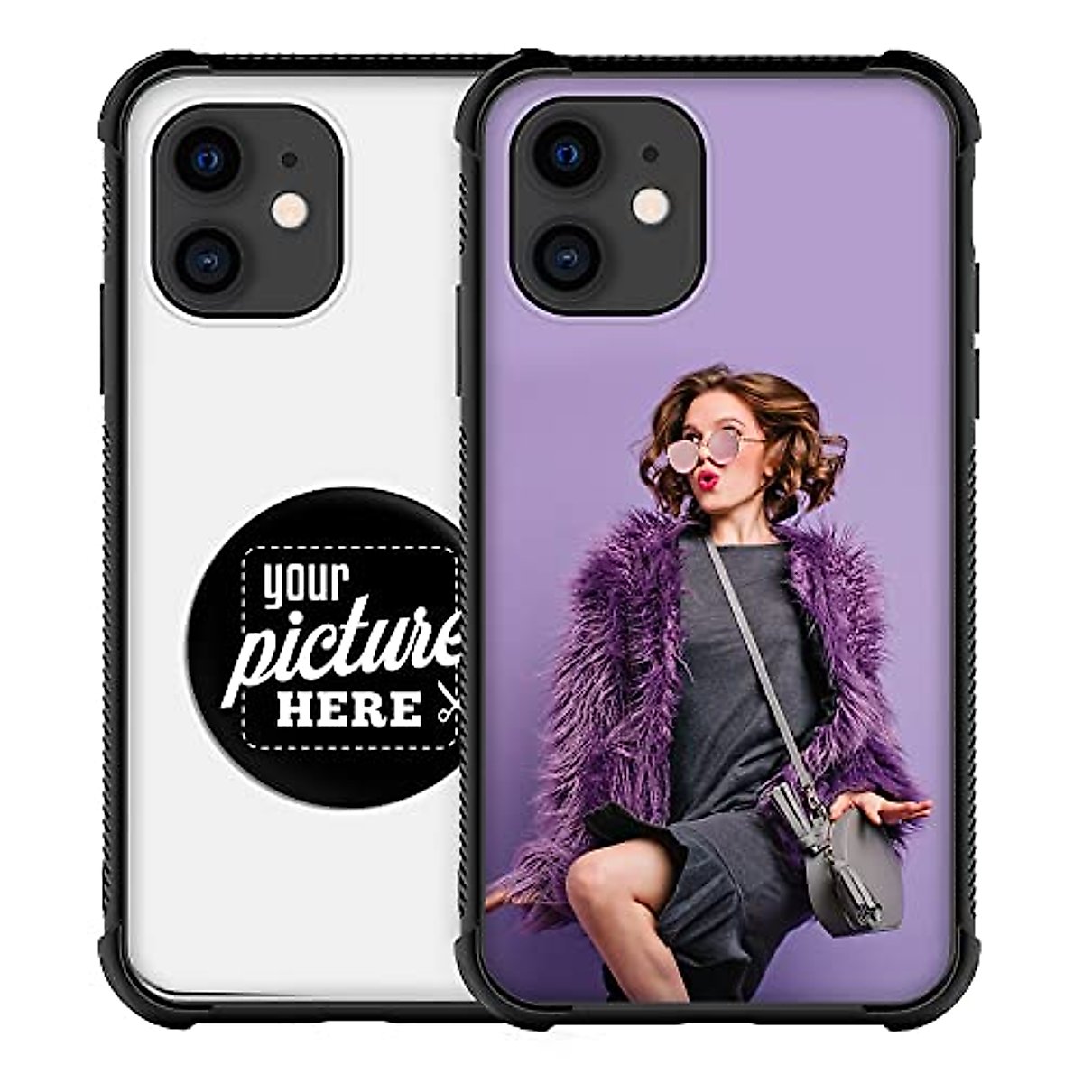Personalized Custom Phone Case for Apple iPhone 12/12 Pro - Design Your Own Customized Custom Picture Photo Case Make Your Own Case Black
