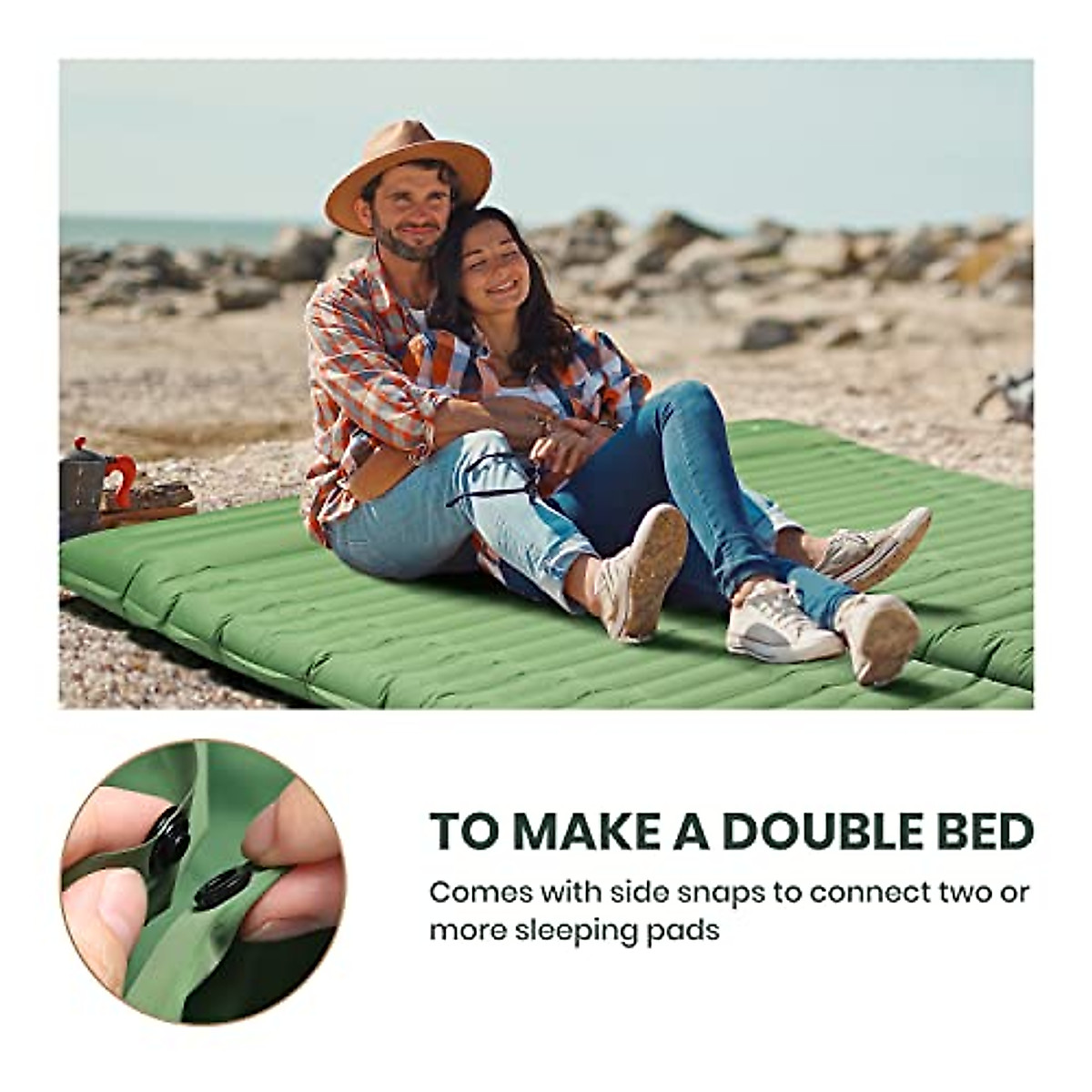 YEAKYARD Self Inflating Sleeping Pad for Camping, 4" Ultra-Thick Camping Mattress with Pillow Built-in Foot Pump Camping Sleeping pad for Backpacking, Hiking, Portable Camping Pad