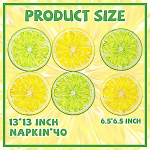 Lemon Paper Napkins,lemon Birthday Party Decoration,40pcs Round Lemon Citrus Napkins For Bridal Shower Summer Fruit Themed Party Supplies