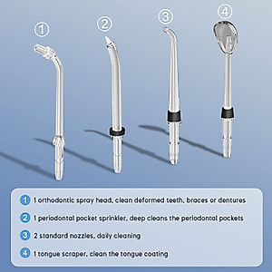 Beantech SEAGO 200 Milliliter Rechargeable Black Cordless Portable Water Flosser Dental Oral Irrigator for Teeth, 5 Jet Tips, IPX7 Waterproof, Powerful Battery Life, for Home and Travel, (SG-833BLK)