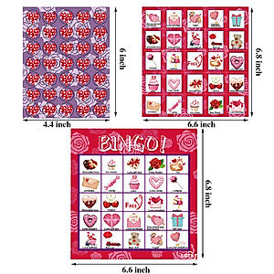 LETILY Bingo Cards Valentine Cards for Kids Adults-24 Players Valentine's Day Bingo Game for Kids Card Games School Classroom Games Birthday Party Favors Supplies Valentine Gifts for Boys Girls