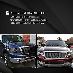 AUTOZENSATION Compatible with 2004-2008 Ford F150 LED Headlights Glossy Black Housing Smoke Lens L + R Pair Headlamp
