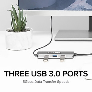 Plugable USB-C Hub 7-in-1, Driverless USB C Hub Compatible with Mac, Windows, Chromebook, USB4, Thunderbolt 4, and More (4K HDMI, 3 USB 3.0, SD & microSD Card Reader, 100W Charging)