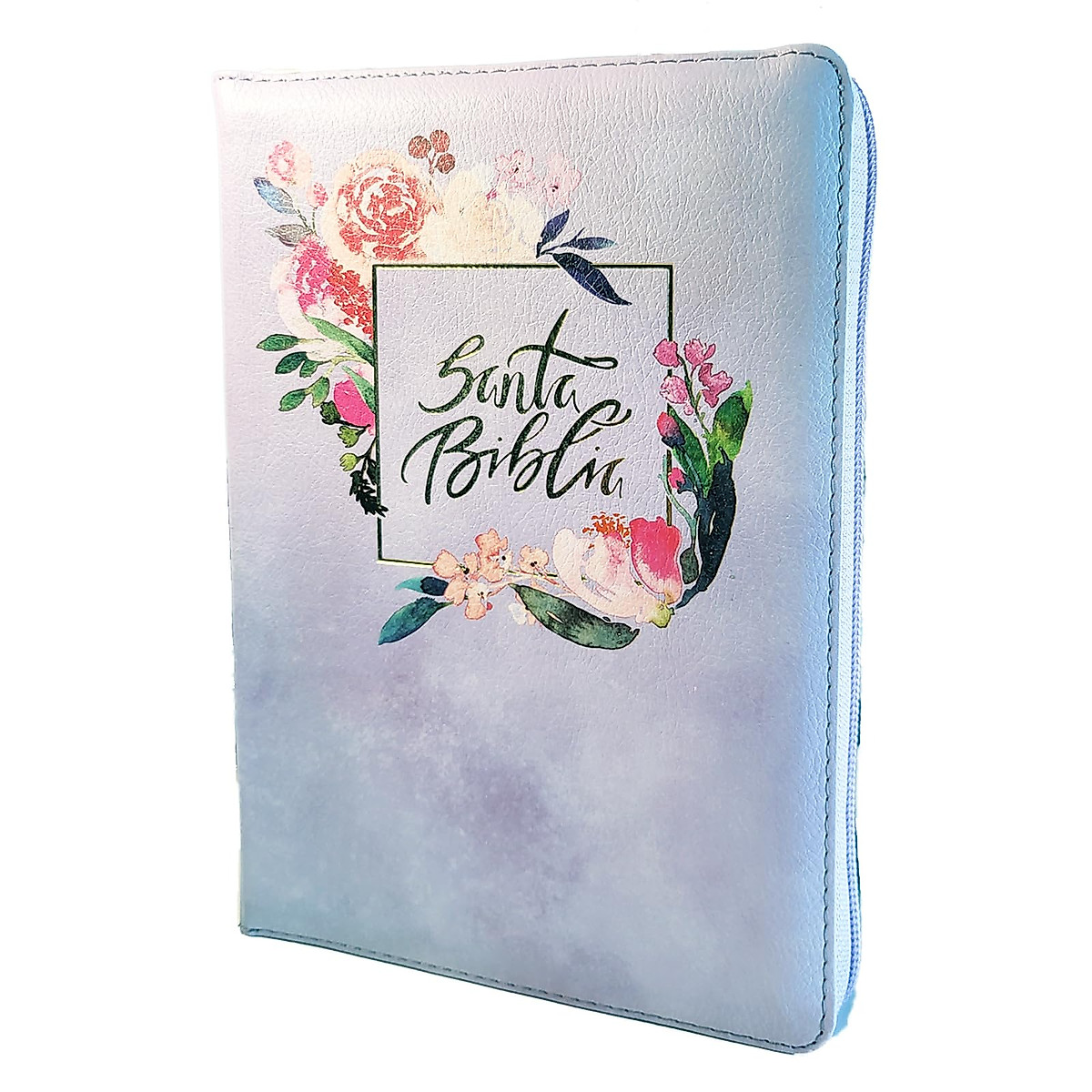 Biblia Letra Gigante para Mujer Manual 14 puntos con cierre RV1960 violeta floral con indice