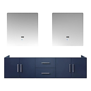 Lexora Geneva 72 in. W x 22 in. D Navy Blue Double Bath Vanity and 30 in. LED Mirrors