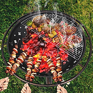 Hykolity 41" Large Size 2 in 1 Outdoor Fire Pit with Grill, Heavy Duty Steel Wood Burning Firepalce, Fire Bowl with Antiqued Copper Finish for Bonfire Patio Backyard