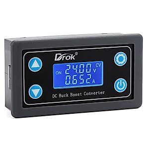 Buck Boost Module, DROK DC 5V-30V to 0.5V-30V Adjustable Voltage Regulator, 5V 12V 24V 30V CC CV LCD Display Power Supply Step Up Step Down Volt Transformer Reducer for Solar Panel Charging