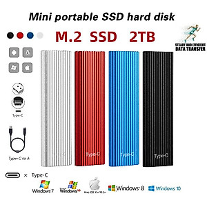 Mersuii Mini Solid State Drive for Laptop Windows 7 Mac Shockproof Portable Mobile Solid State Drive 1TB Red