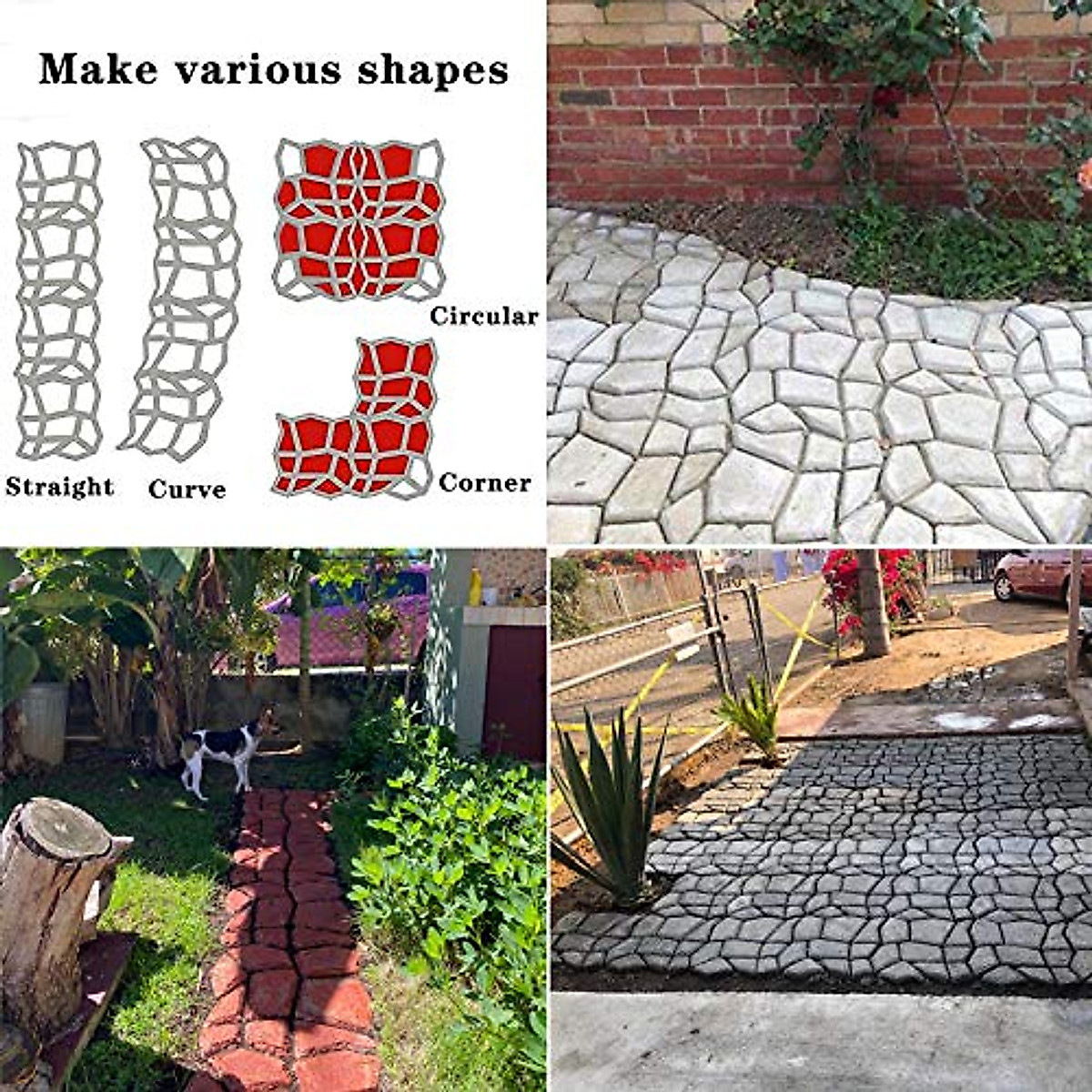 Concrete molds and Forms, Pathmate Stone Moldings Paving Pavement Walk Maker Stepping Stone Paver Walk Way Cement Mold for Patio, Lawn & Garden (2 Packs 16.9 x 16.9 x 1.6 inch)