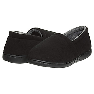 Skysole Kids Boys Fleece A-Line Slippers with Rugged Outsoles Black/Grey Size 6