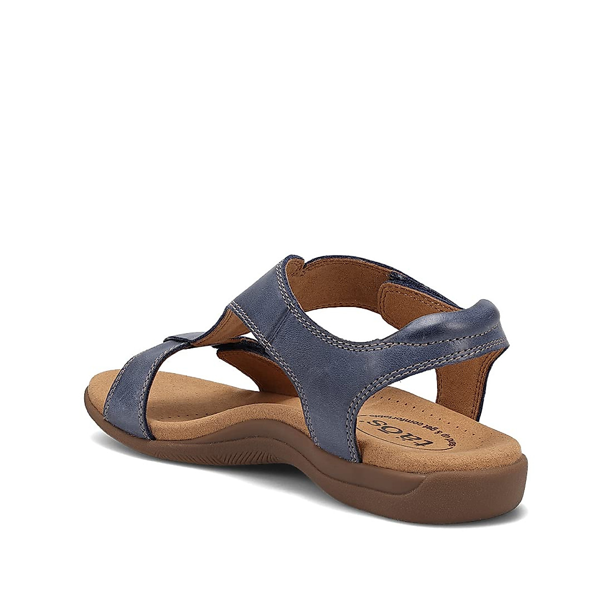 Taos The Show Premium Leather Women's Sandal - Experience Everyday Style, Comfort, Arch Support, Cooling Gel Padding and an Adjustable Fit for Exceptional Walking Comfort Dark Blue 8 (M) US