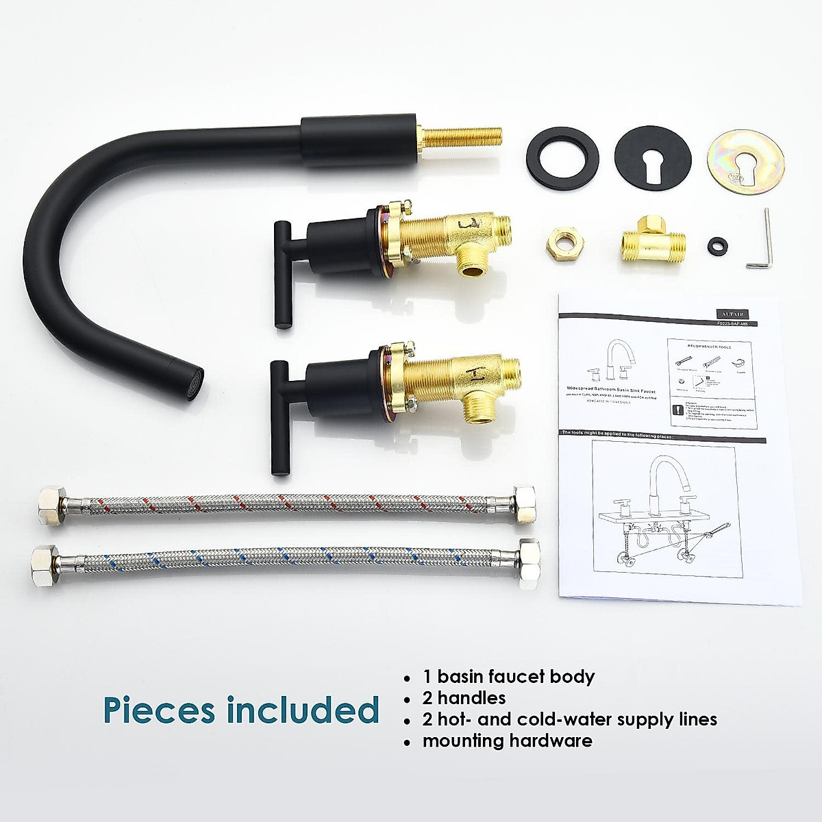 Balen 8. in Widespread 2-Handle Bathroom High-Arc Faucet in Matte Black