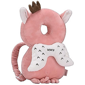 Bebamour Baby Walkers Protective Toddler Adjustable Baby Head Protection Safety Pad Backpack Wear for Crawling (Pink-Pig, Pig)