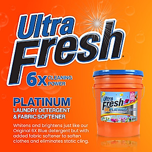 Ultra Fresh 5 Gal Liquid Laundry Detergent Soap & Softener, 6X Platinum, Spring Fresh