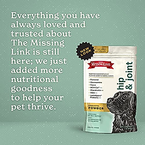 The Missing Link Hip & Joint Probiotics Superfood Supplement Powder for Dogs - Omegas 3&6, Fiber, Glucosamine, Chondroitin, MSM, HA - Cartilage & Bone Health, Joint Mobility & Flexibility - 1lb