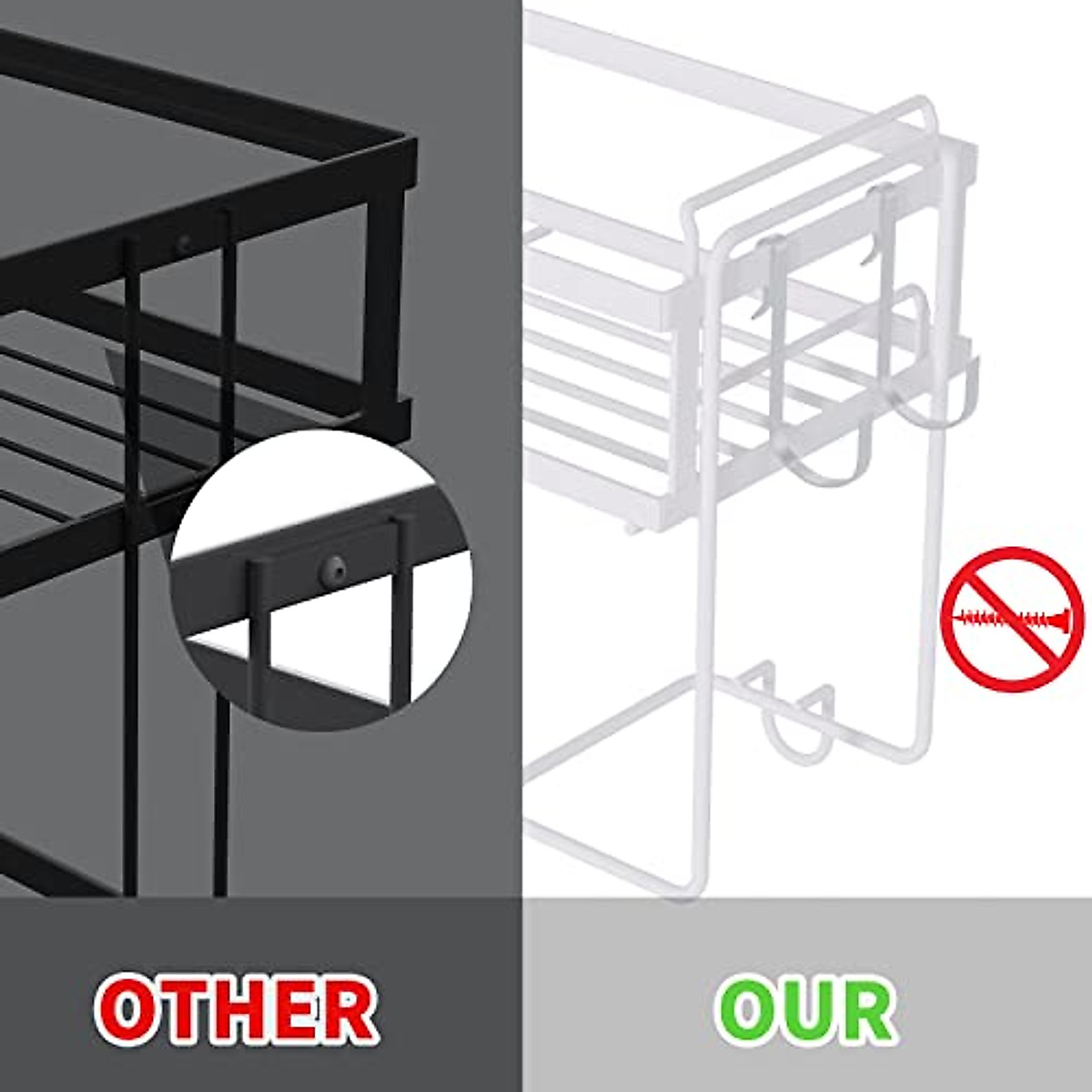 NUTSAAKK Bathroom Over The Toilet Storage Shelf, 1-Tier Bathroom Organizer Over Toilet, Above Toilet Storage with Non-Trace Adhesive, No Drilling Toilet Organizer with Hook (Upgrade White)