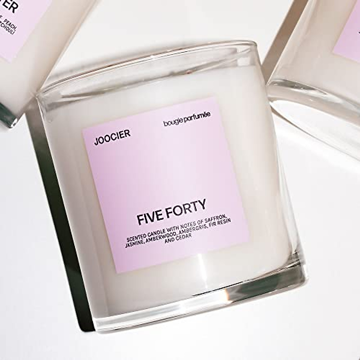 JOOCIER | Five Forty Candle-Saffron, Jasmine, Amberwood | Baccarat Rouge 540 Fragrance Inspired Candle 10 oz 70+ Hour Burn time Double Wick Luxury Home Fragrance Scented Candle Home décor Non Toxic
