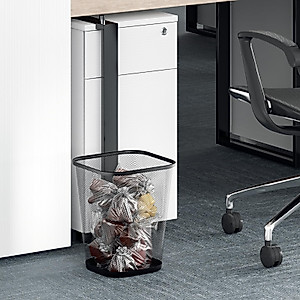 Magshion 5 Gallon Small Mesh Trash Can, Open-Top Metal Garbage Bin Container, Trash Wastebasket for Kitchen, Bathroom, Bedroom and Outdoor, Black