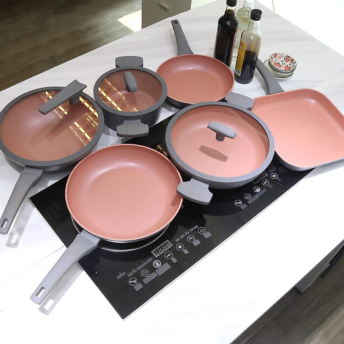 SHINEURI 9 Pieces Nonstick Cookware, Nonstick Pots Pans Set, Nonstick Pans and Pots, Nonstick Pans, Nonstick Pots, Non-stick Ceramic Cookware Set, Ceramic Pots and Pans Set, Ceramic Pans Pots Set