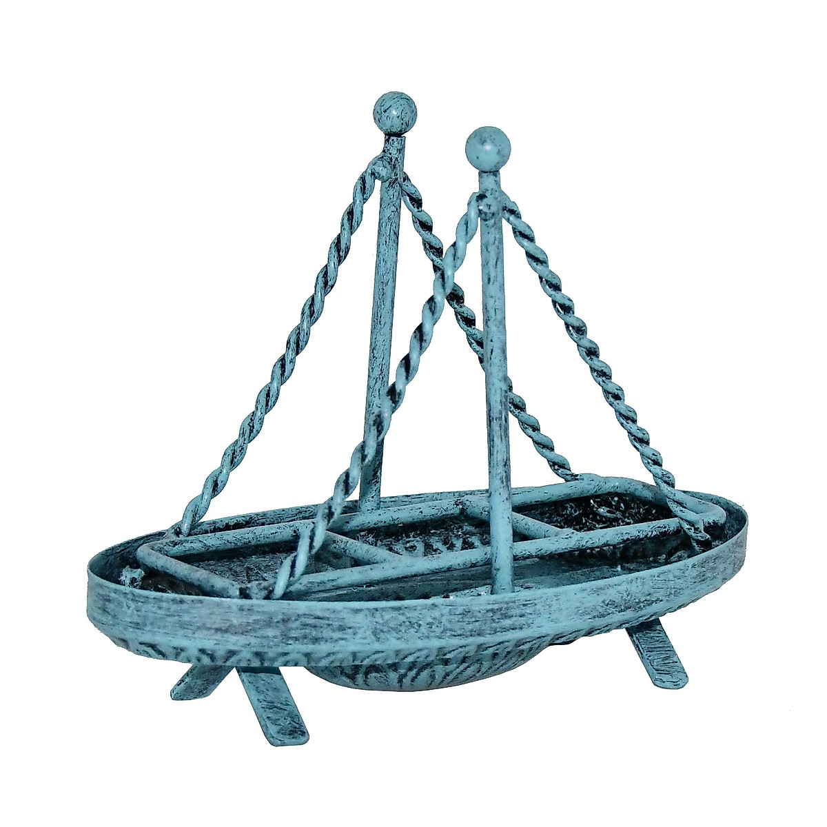 OwlGift Metal Sailboat Shaped Napkin Holder, Tabletop Paper Towel Dispenser, Mail Letter Sorter Rack, Document File Storage - Turquoise