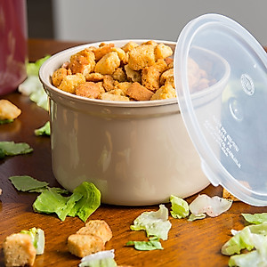 Carlisle FoodService Products Classic Round Storage Container Crock with Lid for Kitchen, Restaurants, Home, Plastic, 1.5 Quarts, Beige