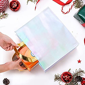 Lyellfe 20 Pieces Glossy Reusable Grocery Bag, Non Woven Blue Gift Bag with Handles, Fashionable Bridesmaid Tote Bag, Durable Shopping Bag for Wedding, Bachelorette Birthday Party