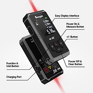 Compact Laser Measurement Tool, MAGPIE M-30+ 98ft/30m Small Laser Distance Meter, Rechargeable Laser Measure for Fast, Precise Results (‎Space Gray)