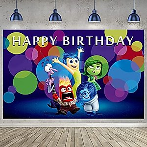Colorful Backdrop for Party Supplies Inside Out Birthday Banner Baby Shower Photo Background for Kids Party Decorations Inside Out Photography Backdrop 5x3ft