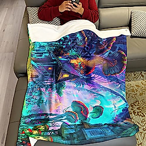 YISUMEI Trippy Mushroom Throw Blanket Colorful Forest Plant Fleece Blanket Soft Warm Cozy for Sofa Couch Bed 60"x80"